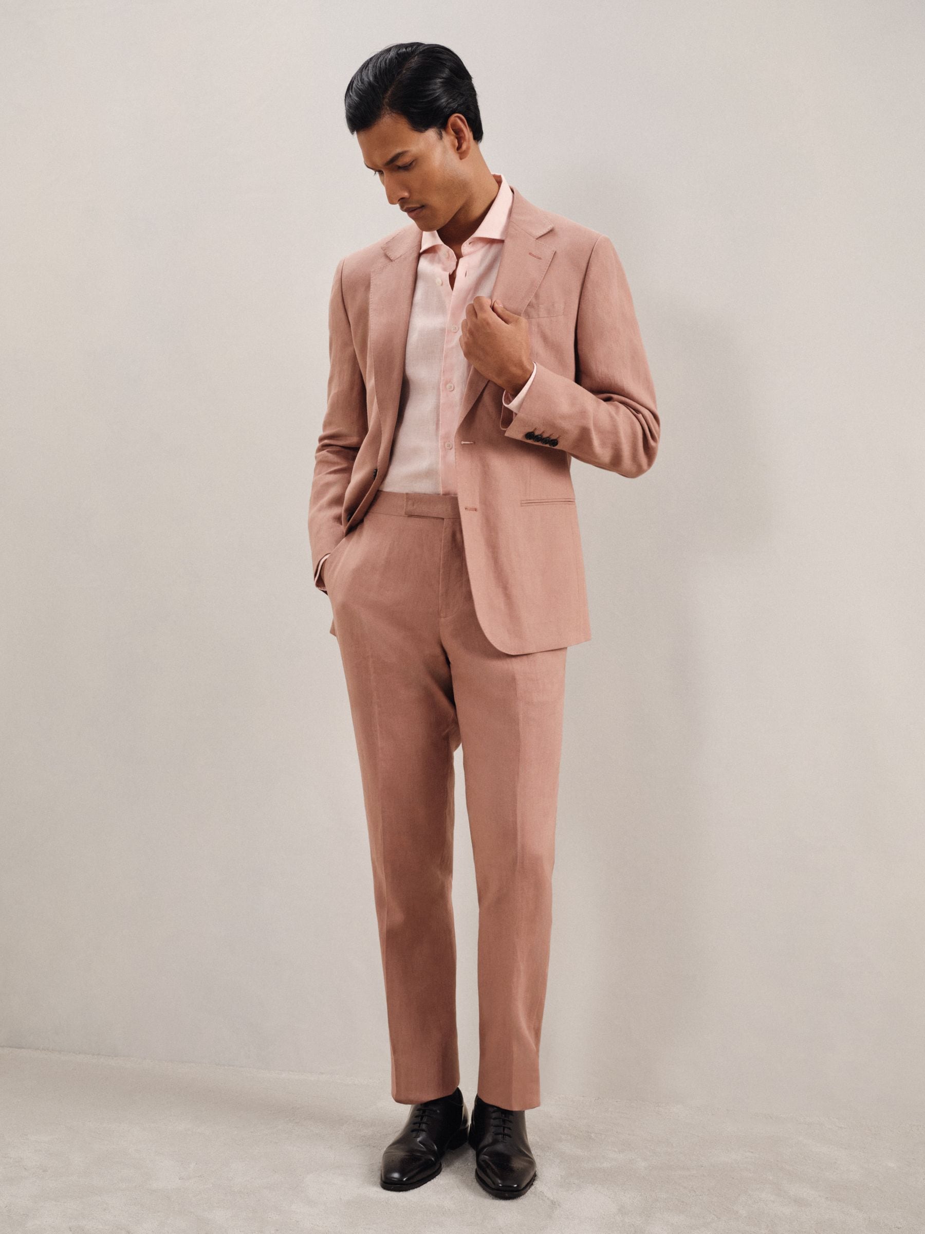 REISS Kin Slim Fit Linen Trousers